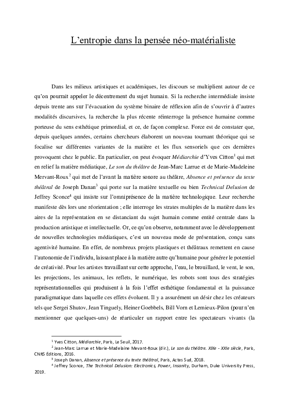 (DOC) L'entropie dans la pensée néo-matérialiste