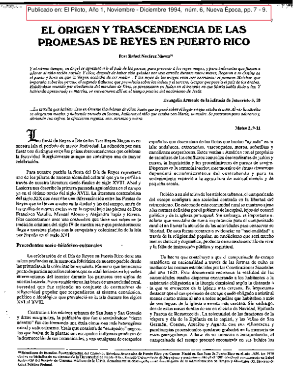 (PDF) El origen y trascendencia de las Promesas de Reyes en Puerto Rico