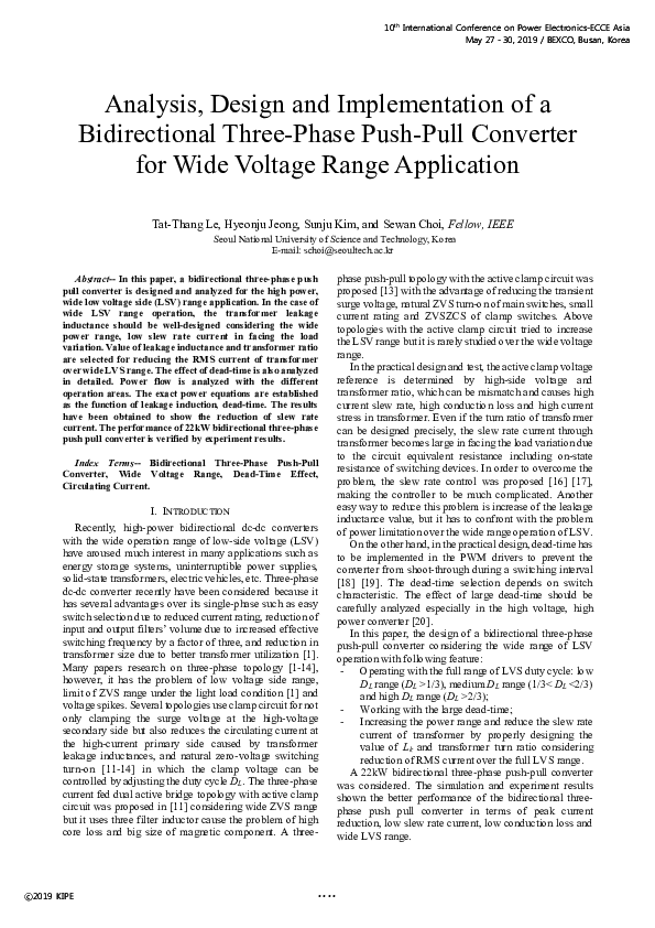 (PDF) Analysis Design and Implementation of a Bidirectional Three-Phase ...