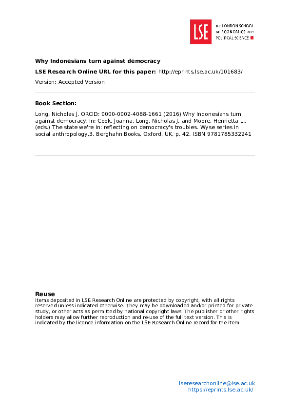 (PDF) Why Indonesians Turn Against Democracy