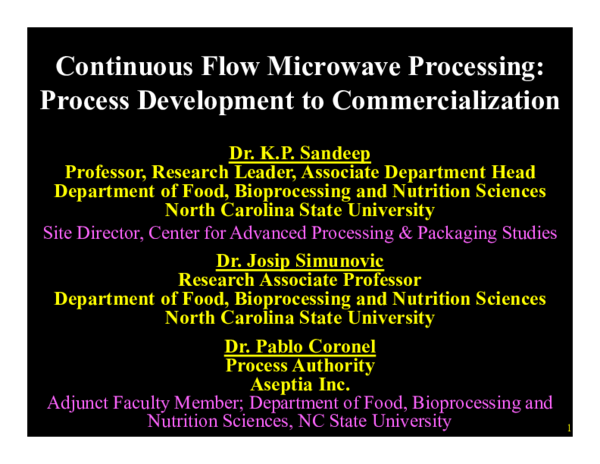 (PDF) Continuous Flow Microwave Processing: Process Development to ...