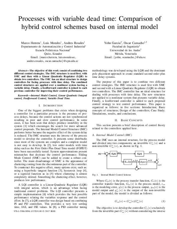Pdf Processes With Variable Dead Time Comparison Of Hybrid Control