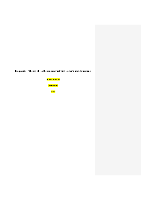 (DOC) Inequality -Theory of Hobbes in contrast with Locke's and ...