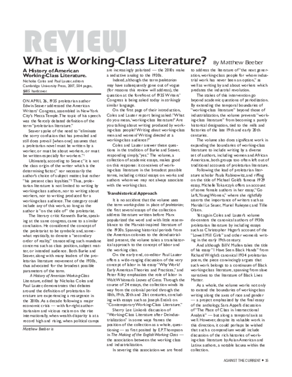 (PDF) What is Working Class Literature?