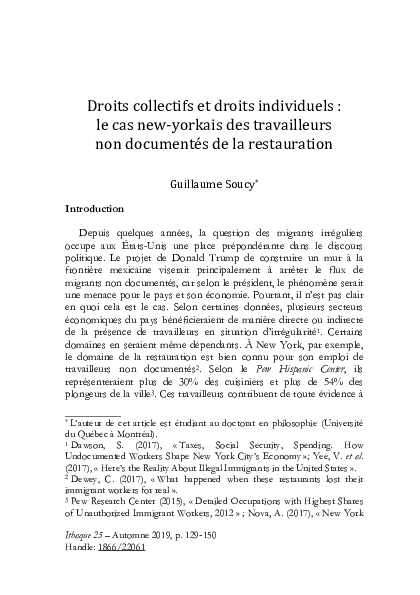 (PDF) Droits collectifs et droits individuels : le cas new-yorkais des ...