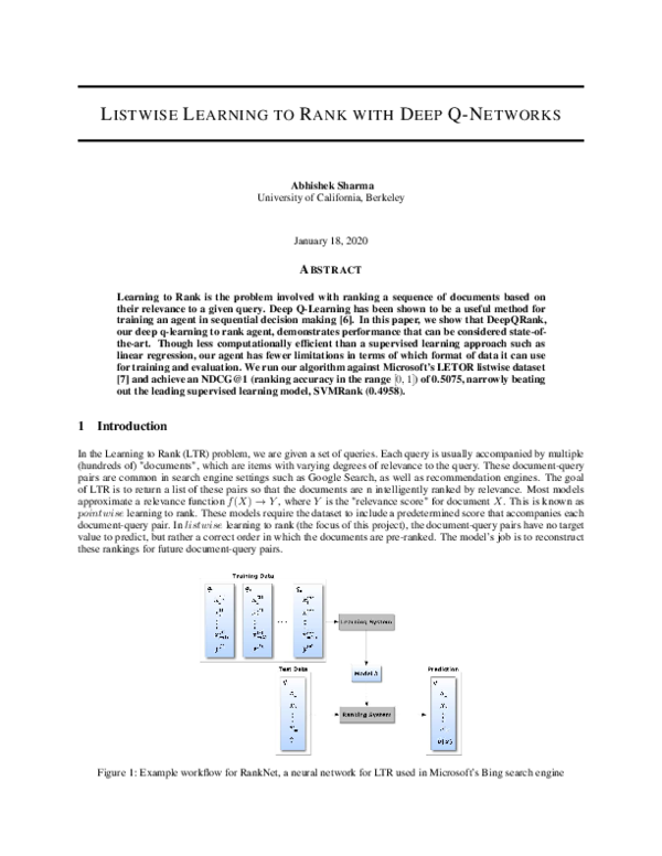 (PDF) Listwise Learning to Rank with Deep Q-Networks