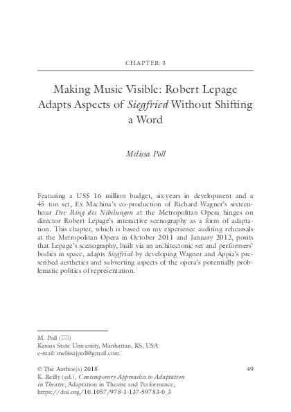 (PDF) "Making Music Visible: Robert Lepage's Der Ring des Nibelungen at ...