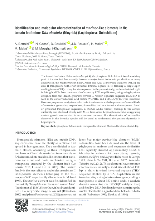 (PDF) Identification and molecular characterisation of mariner-like elements in the tomato leaf ...