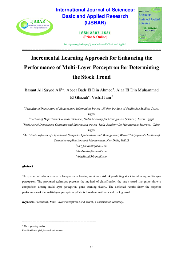 (PDF) Incremental Learning Approach for Enhancing the Performance of ... (PDF) Incremental Learning Approach for Enhancing the Performance of ...