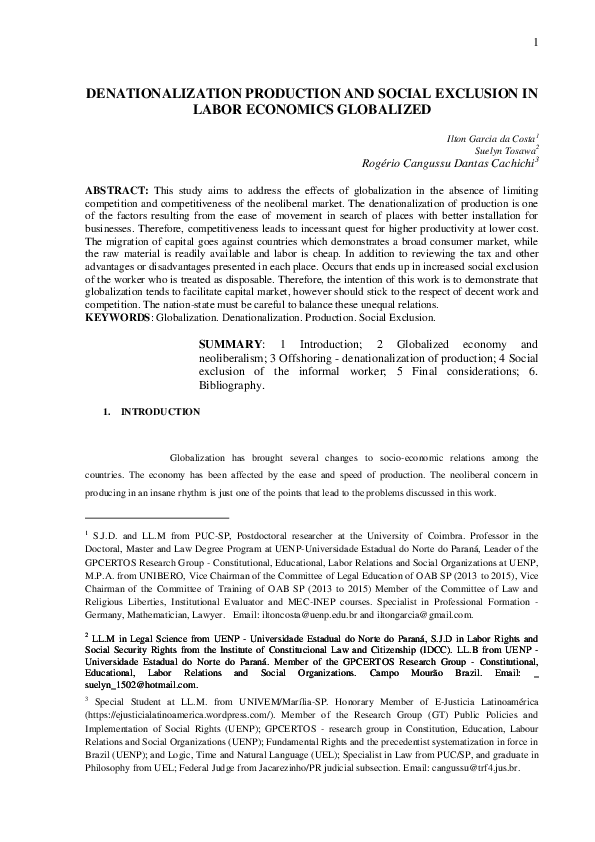 (PDF) DENATIONALIZATION PRODUCTION AND SOCIAL EXCLUSION IN LABOR ...
