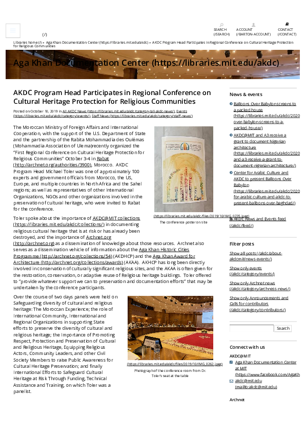 (PDF) AKDC Program Head Participates in Regional Conference on Cultural ...