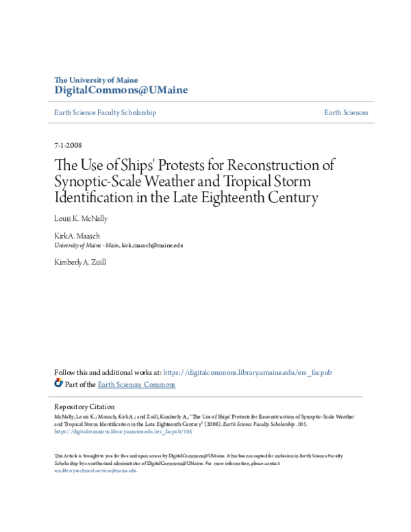 (PDF) The use of ships' protests for reconstruction of synoptic-scale ...