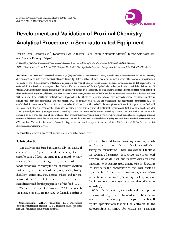 (PDF) Development and Validation of Proximal Chemistry Analytical Procedure in Semi-automated ...