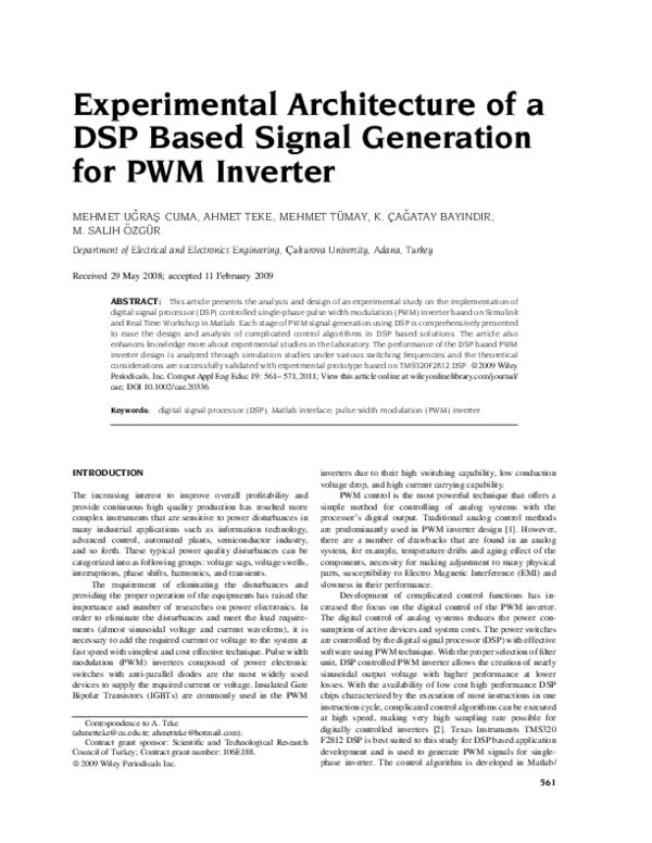 Pdf Experimental Architecture Of A Dsp Based Signal Generation For