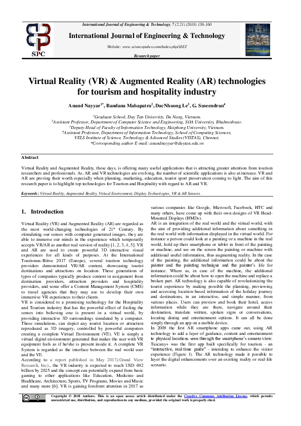 Pdf Virtual Reality Vr Augmented Reality Ar Technologies For