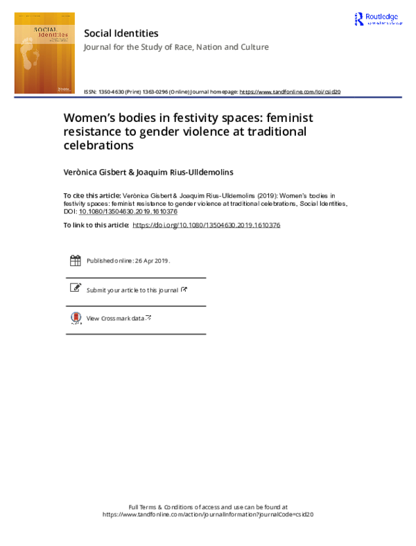 (PDF) Women’s bodies in festivity spaces: feminist resistance to gender violence at traditional ...