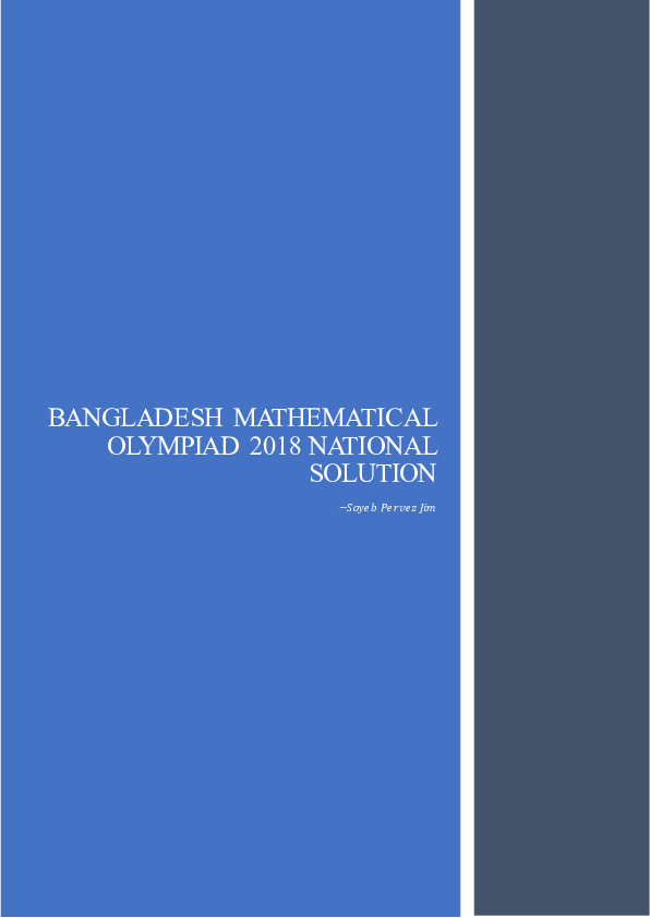 (PDF) Bangladesh Mathematical Olympiad 2018 National Solution(Higher ...