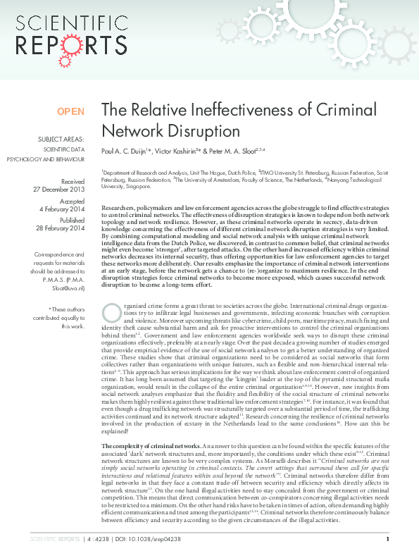 (PDF) The Relative Ineffectiveness of Criminal Network Disruption