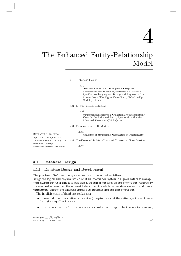 (PDF) The Enhanced Entity-Relationship Model