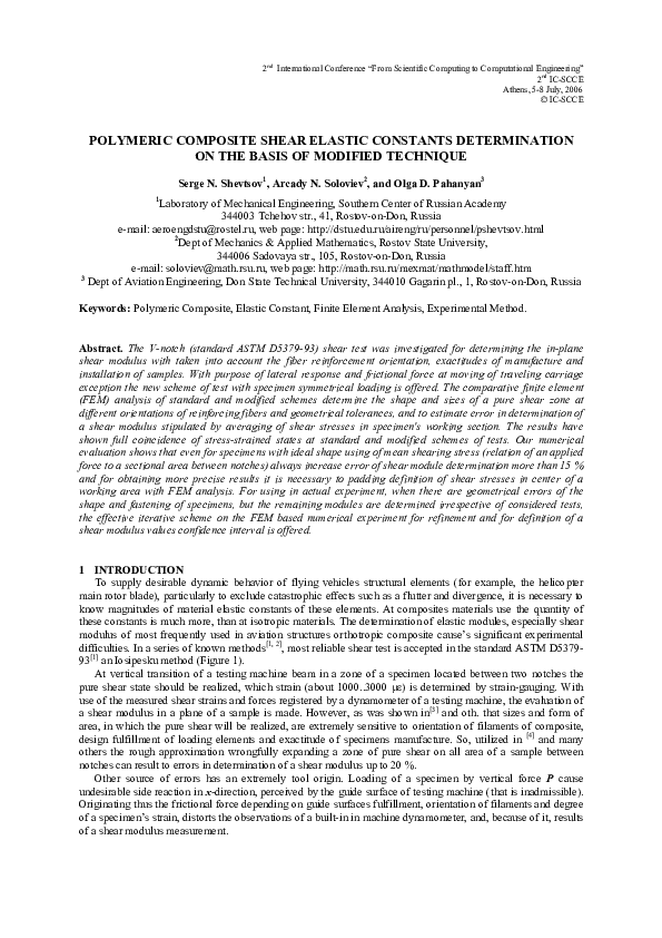 (PDF) Polymeric Composite Shear Elastic Constants Determination on the Basis of Modified Technique