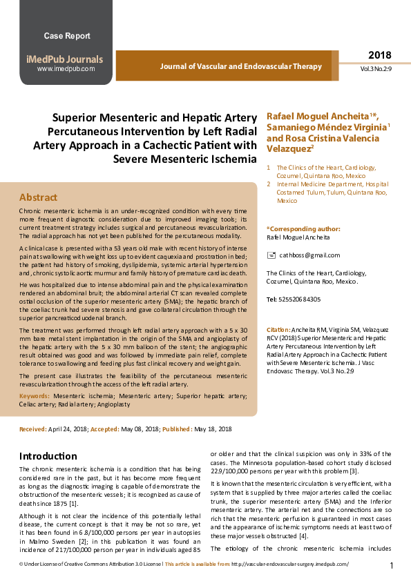 (PDF) Superior Mesenteric and Hepatic Artery Percutaneous Intervention ...