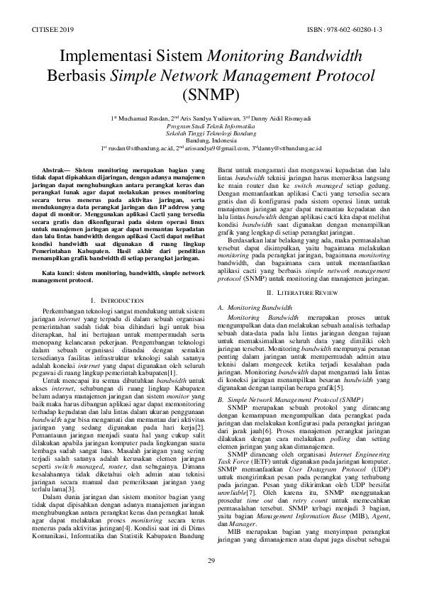 (PDF) Implementasi Sistem Monitoring Bandwidth Berbasis Simple Network Management Protocol (SNMP)