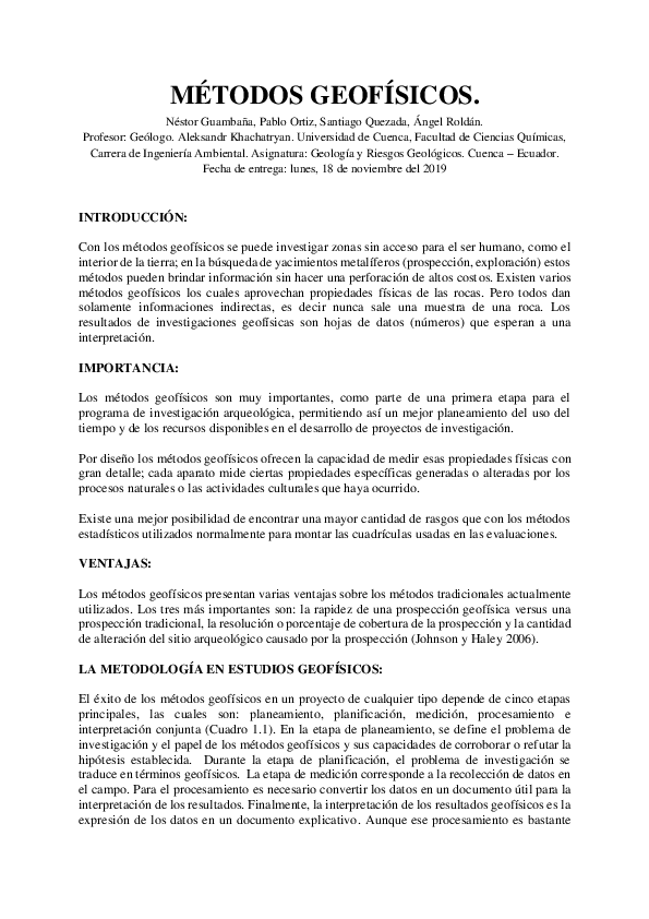 (PDF) MÉTODOS GEOFÍSICOS