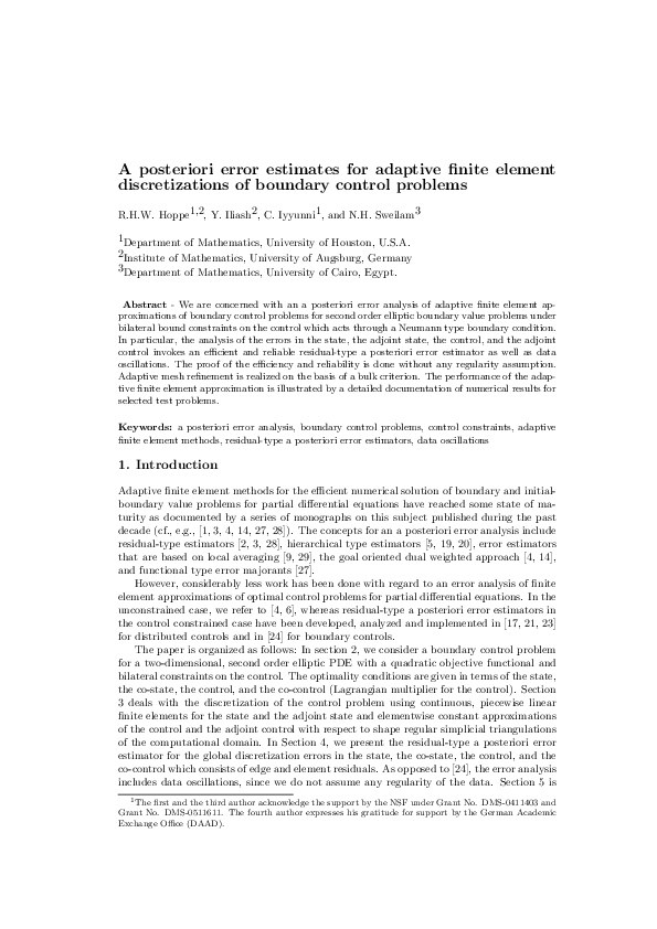 Pdf A Posteriori Error Estimates For Adaptive Finite Element Discretizations Of Boundary