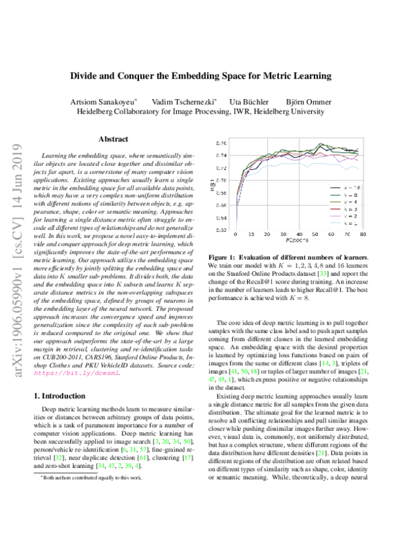 (PDF) Divide and Conquer the Embedding Space for Metric Learning