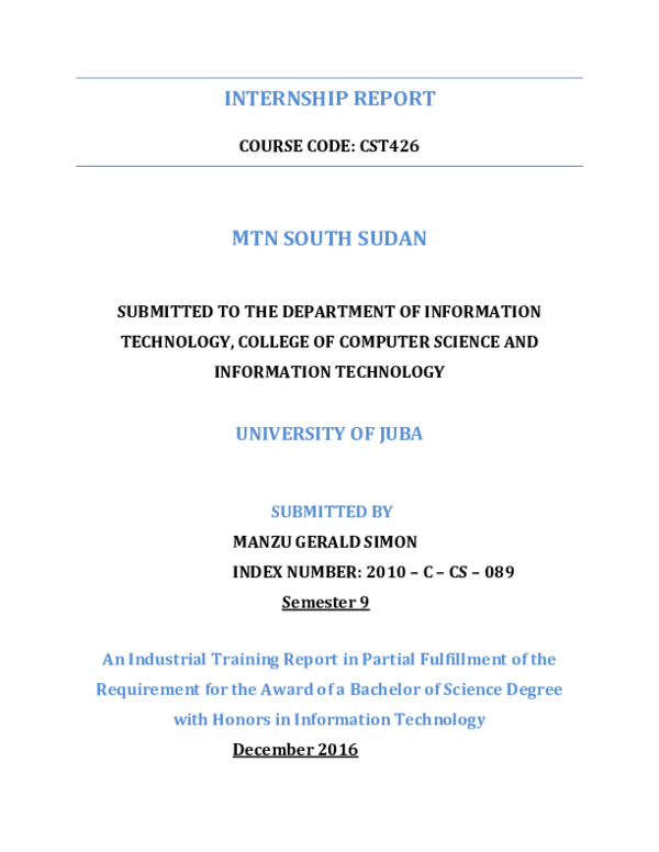 (DOC) INFORMATION TECHNOLOGY INTERNSHIP REPORT