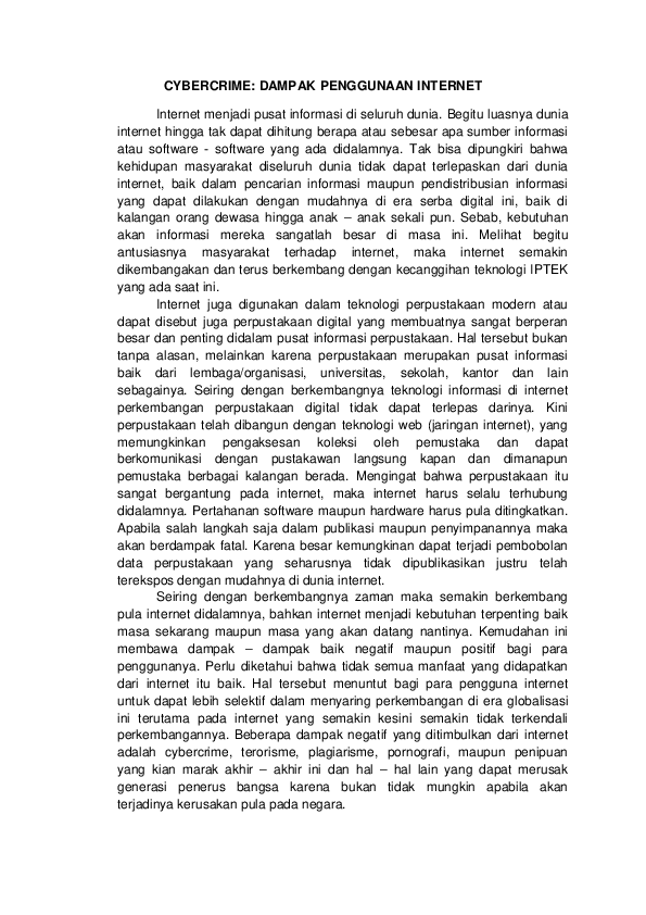 (DOC) CYBERCRIME: DAMPAK PENGGUNAAN INTERNET | Diah Ramadhani ...