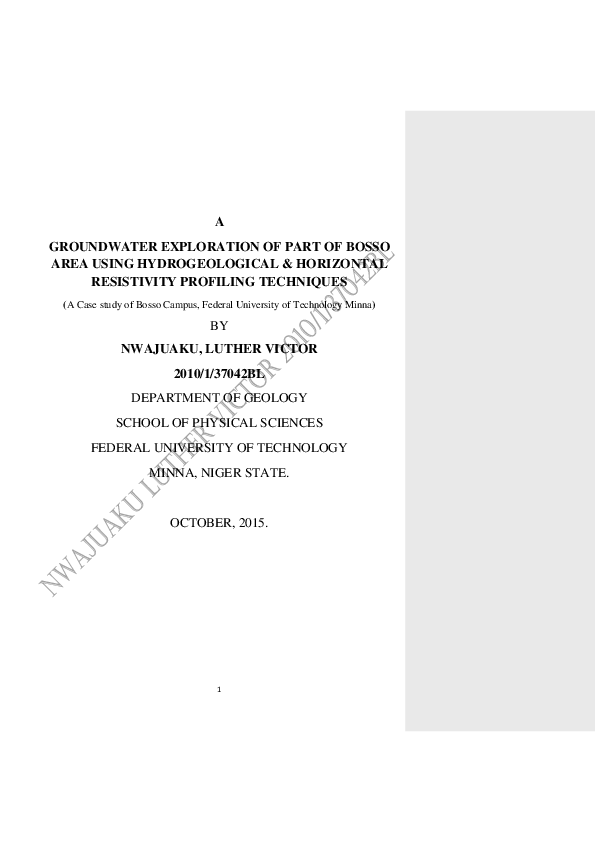 (DOC) A GROUNDWATER EXPLORATION OF PART OF BOSSO AREA USING ...