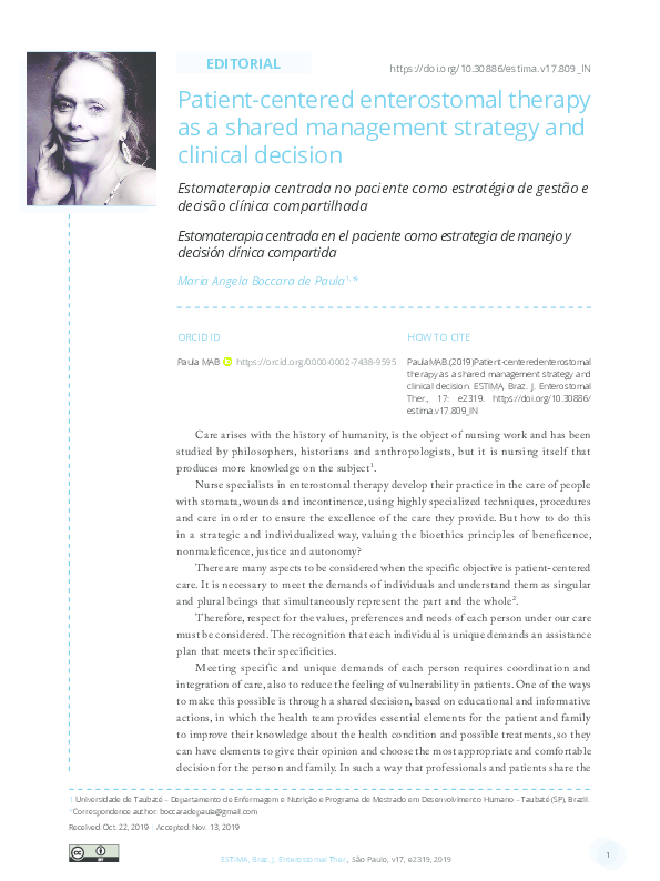 (PDF) Patient-centered enterostomal therapy as a shared management ...