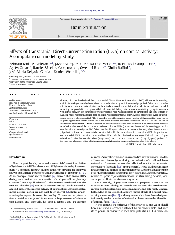 Pdf Effects Of Transcranial Direct Current Stimulation Tdcs On