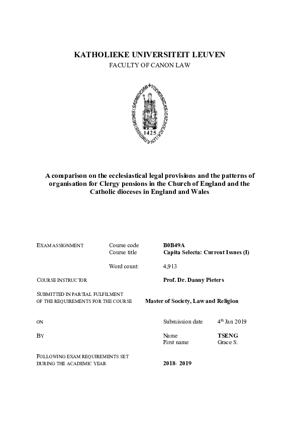 (PDF) A comparison on the ecclesiastical legal provisions and the ...