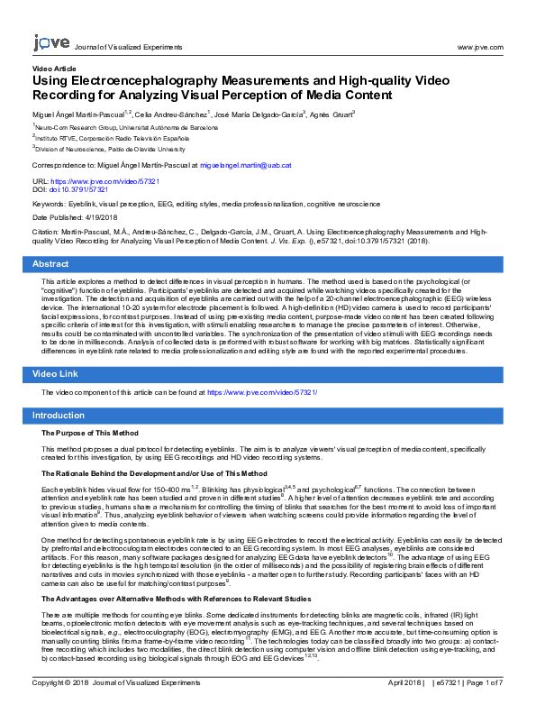 (PDF) Using Electroencephalography Measurements and High-quality Video Recording for Analyzing ...