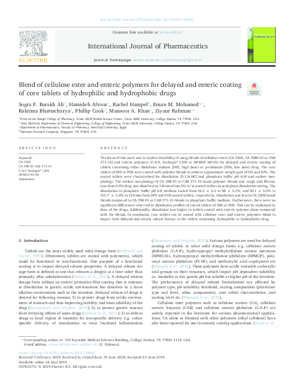 (PDF) Blend of cellulose ester and enteric polymers for delayed and ...