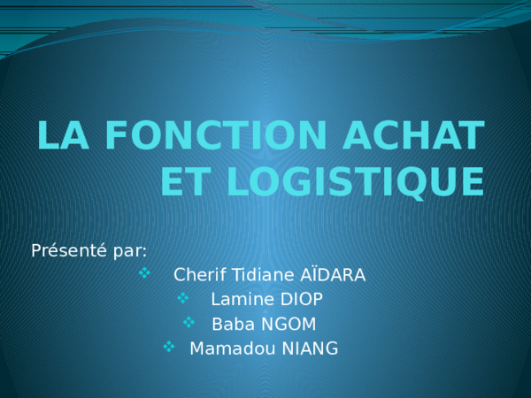 (PDF) LA FONCTION ACHAT ET LOGISTIQUE