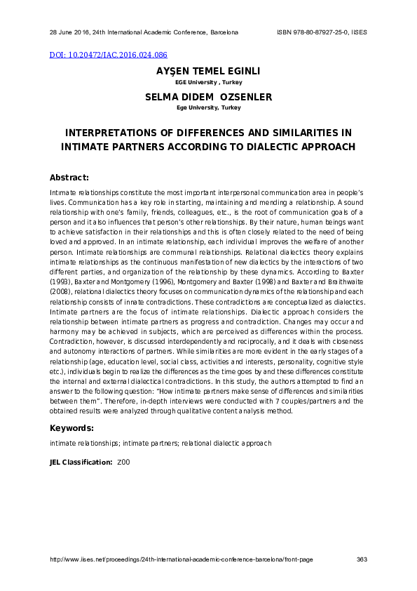 (PDF) INTERPRETATIONS OF DIFFERENCES AND SIMILARITIES IN INTIMATE ...