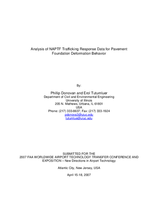(PDF) Analysis of NAPTF Trafficking Response Data for Pavement ...