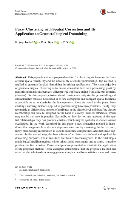 Pdf Fuzzy Clustering With Spatial Correction And Its Application To