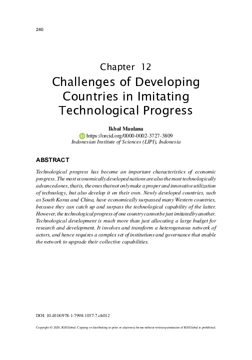 (PDF) Challenges of Developing Countries in Imitating Technological ...