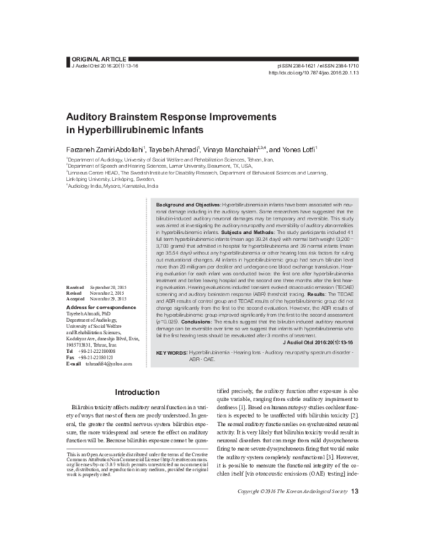 (PDF) Auditory Brainstem Response Improvements