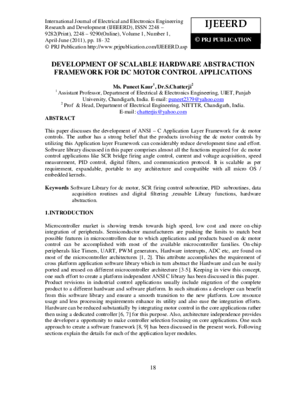 (PDF) DEVELOPMENT OF SCALABLE HARDWARE ABSTRACTION FRAMEWORK FOR DC MOTOR CONTROL APPLICATIONS