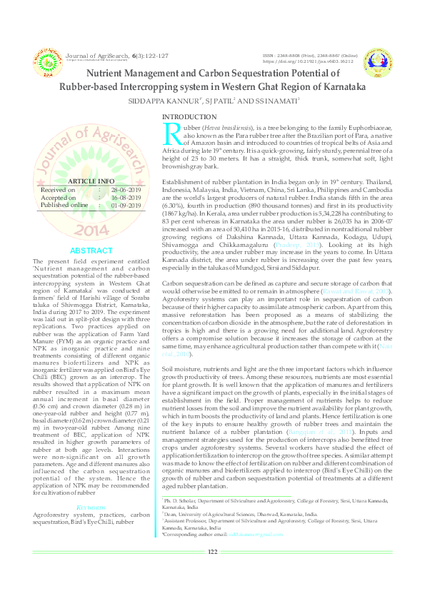 (PDF) Nutrient Management and Carbon Sequestration Potential of Rubber ...