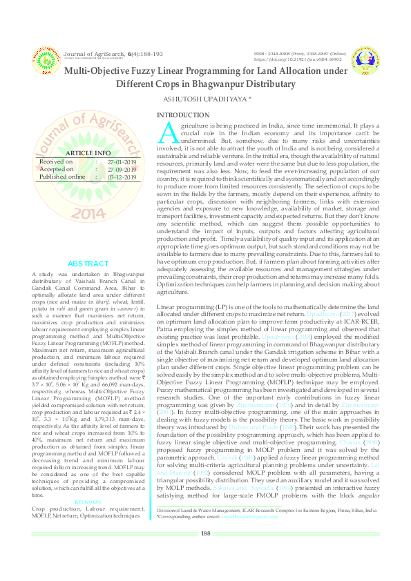 (PDF) Multi-Objective Fuzzy Linear Programming for Land Allocation ...
