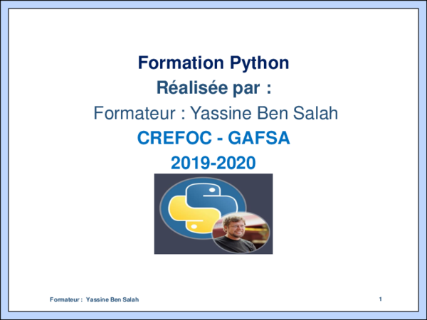 Pdf Formation Python Yassine Ben Salah Les Structures De Données Et Les Structures Simples En