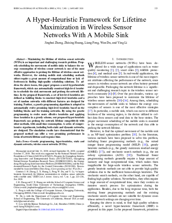 Pdf A Hyper Heuristic Framework For Lifetime Maximization In Wireless Sensor Networks With A