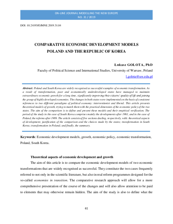 (PDF) Comparative Economic Development Models Poland And The Republic ...