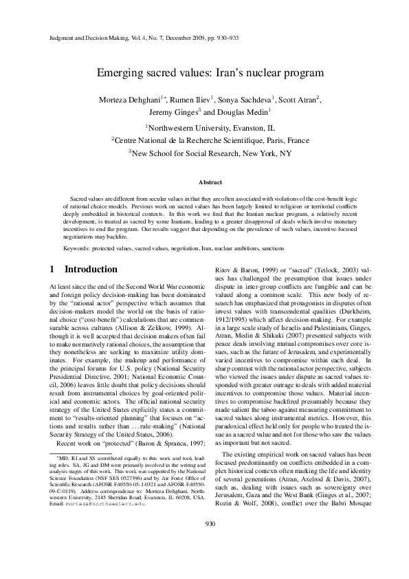 (PDF) Emerging sacred values